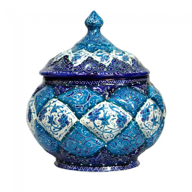 Persian Handmade enamel chocolate and sugar Copper dish - Margoun